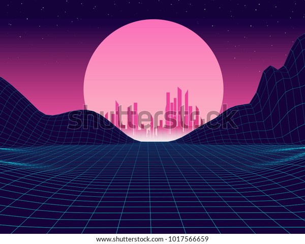 80s Retro Future Retro Futuristic Background: เวกเตอร์สต็อก (ปลอดค่า ...