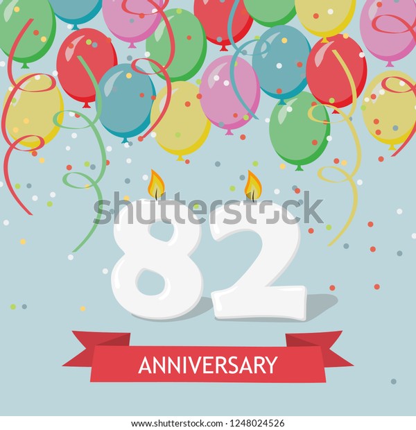 82 Years Selebration Happy Birthday Greeting Stock Vector (Royalty Free ...