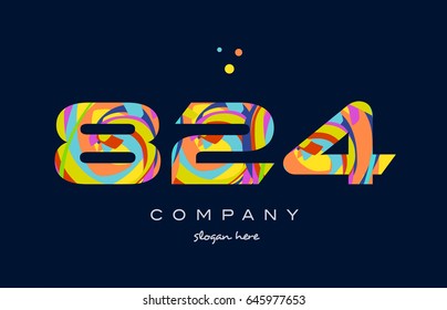 824 Number Digit Numeral Logo Colored Stock Vector (Royalty Free ...