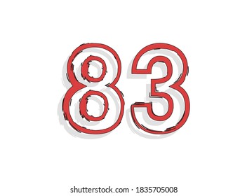 83 Red Number Hand Drawn Brush Stock Vector (Royalty Free) 1835705008 ...