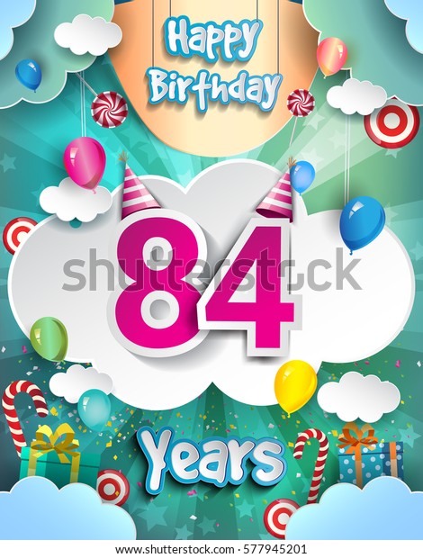 84 Years Birthday Design Greeting Cards Stock Vector (Royalty Free ...
