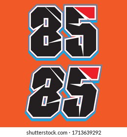 85 Racing Number Vector Illustrationeps10 Stock Vector (Royalty Free ...