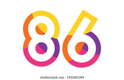 86 Colorful Fun Modern Flat Number Stock Vector (Royalty Free ...