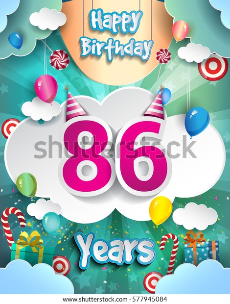 86 Years Birthday Design Greeting Cards Stock Vector (Royalty Free ...