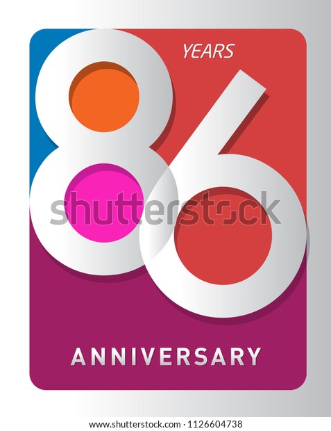 86 Years Old Celebrating Modern Logo Stock Vector (Royalty Free) 1126604738
