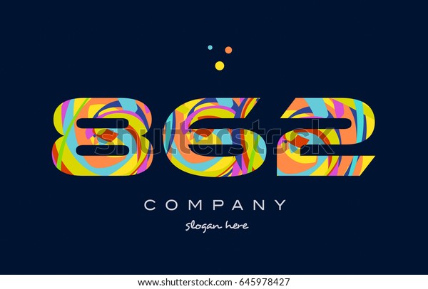 862 Number Digit Numeral Logo Colored Stock Vector (Royalty Free ...