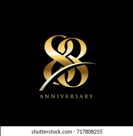 88 Anniversary Elegance Gold Logo Linked Stock Vector (Royalty Free ...