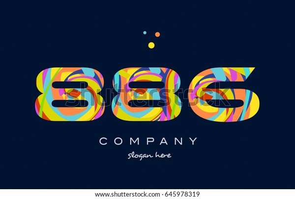 886 Number Digit Numeral Logo Colored Stock Vector (Royalty Free ...