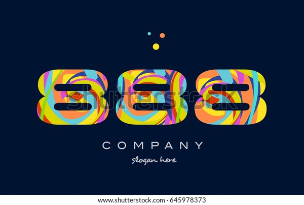 888 Number Digit Numeral Logo Colored Stock Vector (Royalty Free ...