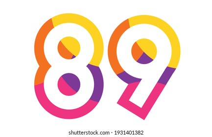 89 Colorful Fun Modern Flat Number Stock Vector (Royalty Free ...