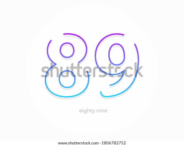 89 Number Outline Stroke Gradient Font Stock Vector (Royalty Free ...
