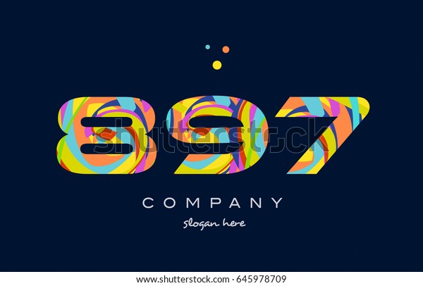 897 Number Digit Numeral Logo Colored Stock Vector (Royalty Free ...