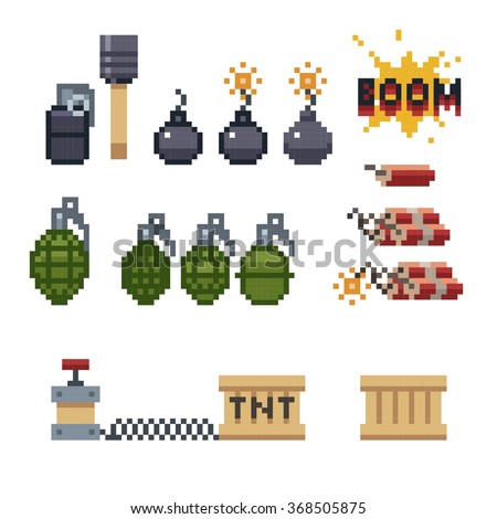 8 Bit Dynamite Sticks Granade Bombs Explosion Stock Vector (Royalty ...
