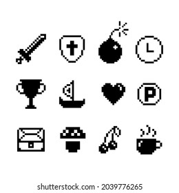 8bit Game Icons Mono Vector Symbols Stock Vector (Royalty Free ...