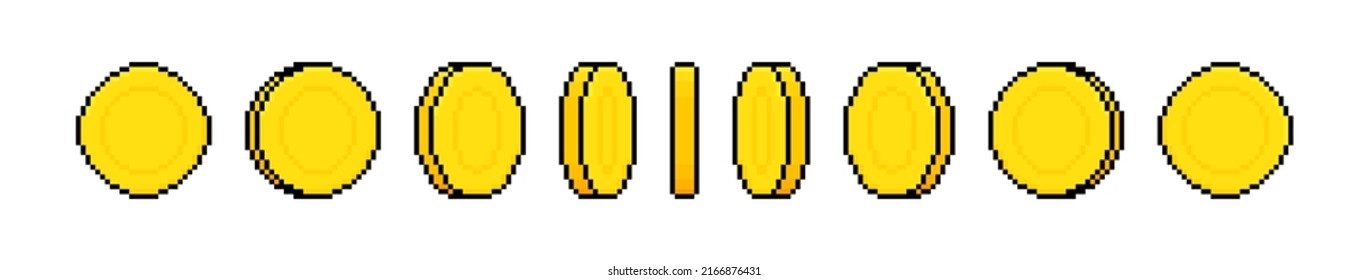 8bit Pixel Art Coin Animation Pixel Stock Vector (Royalty Free ...