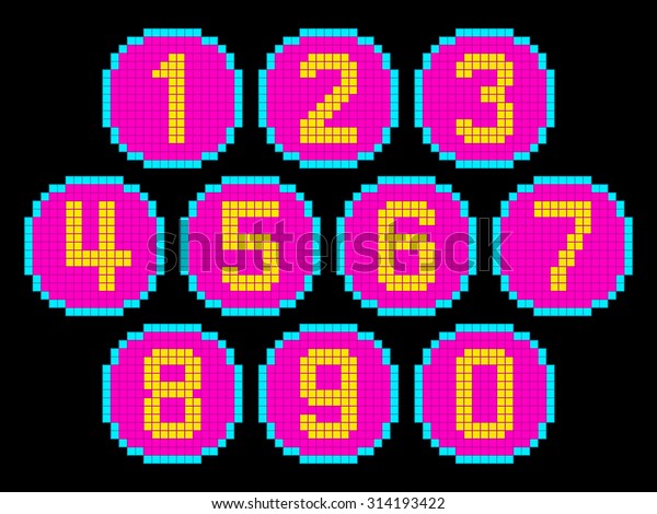 8bit Pixel Art Numbers Circles Eps8 Stock Vector (Royalty Free) 314193422