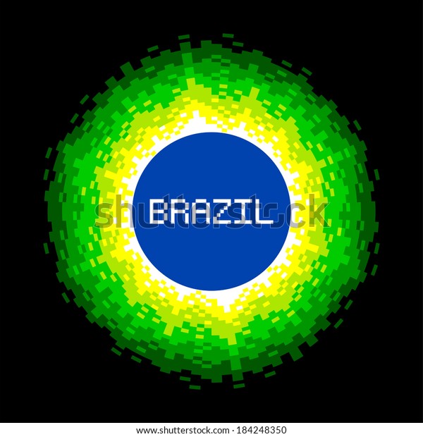8bit Pixelart Brazil World Concept: vector de stock (libre de regalías ...