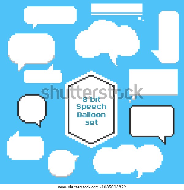 8bit Speech Balloons Setconversation Stock Vector (Royalty Free ...