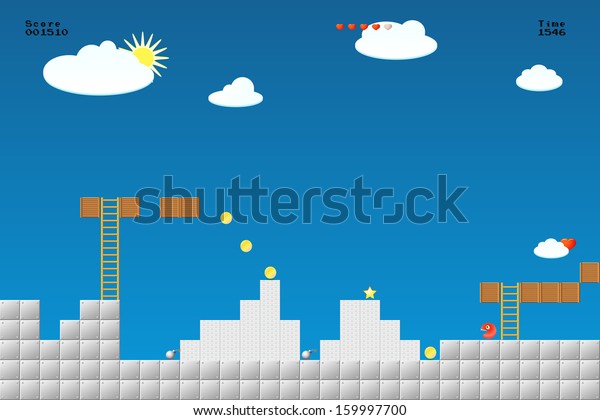 8bit Video Game Location Arcade Games Stock Vector (Royalty Free) 159997700