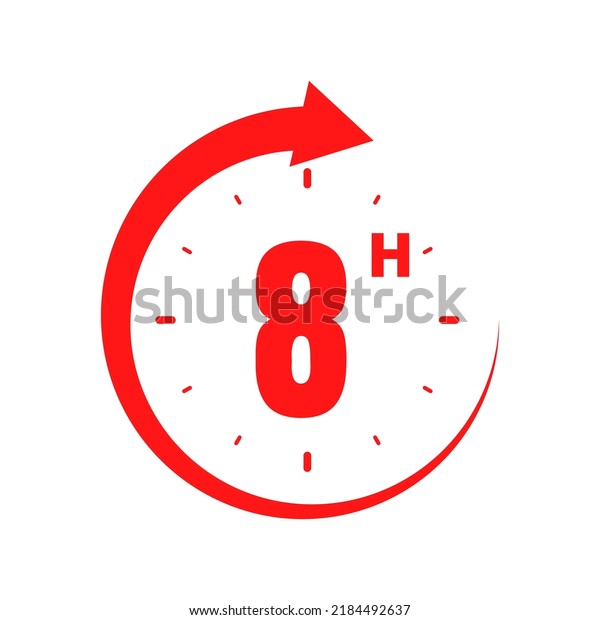 8hours Icon Symbol Red Time Oclock Stock Vector (Royalty Free ...