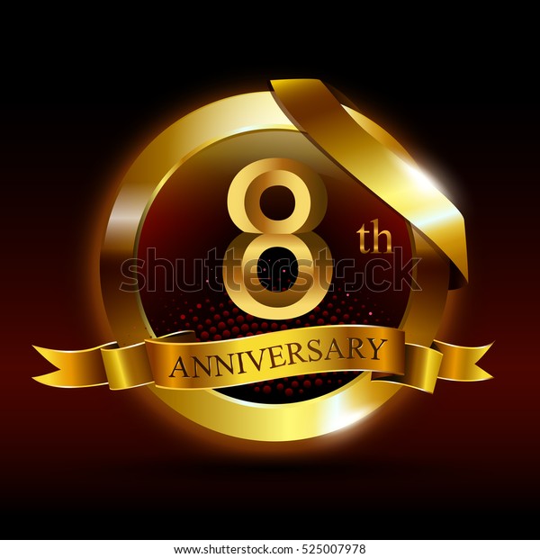 8th Golden Anniversary Logo Ring Ribbon Stock Vector (Royalty Free ...