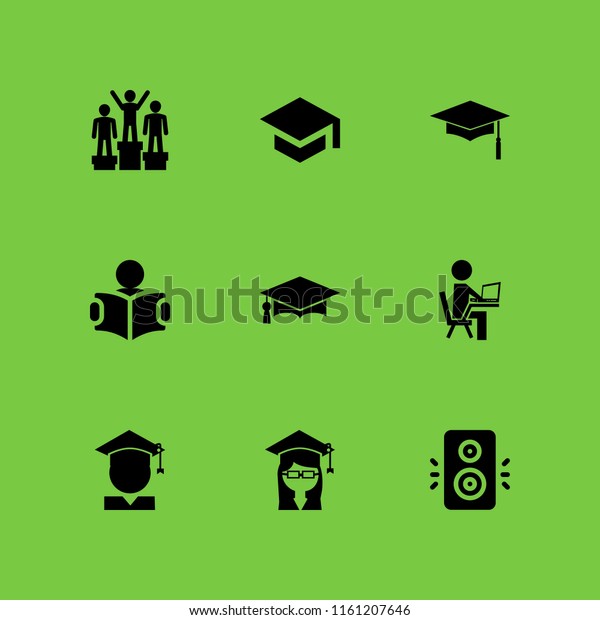 9 Academic Icons Vector Set Speaker Stock Vector (Royalty Free) 1161207646