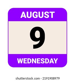 9 August Wednesday Date Template Useful Stock Vector (Royalty Free ...