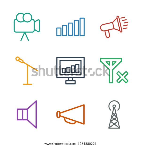 9 Broadcast Icons Trendy Broadcast Icons: vector de stock (libre de ...