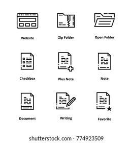 9 Document Thin Line Icons Stock Vector (Royalty Free) 774923509 ...