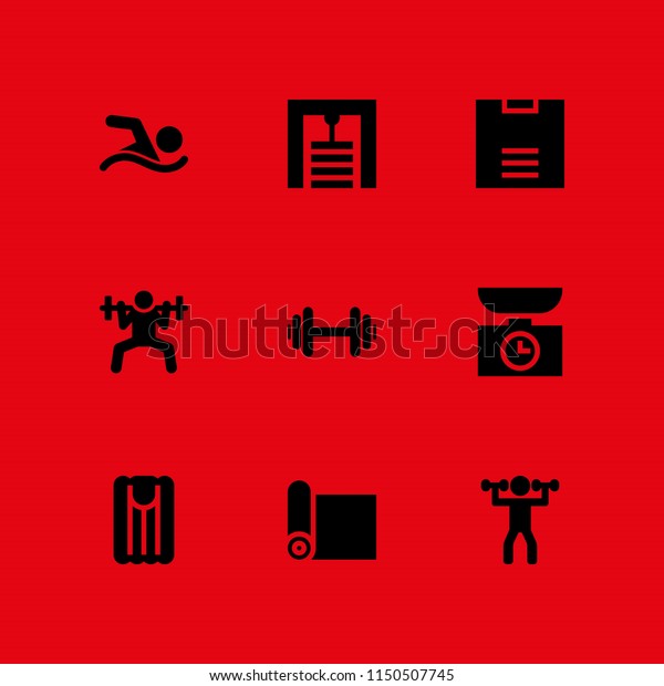 9 Fit Icons Vector Set Weightlifting Stock Vector (Royalty Free ...