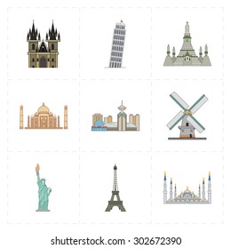 9 Flat Landmark Icons Stock Vector (Royalty Free) 302672390 | Shutterstock