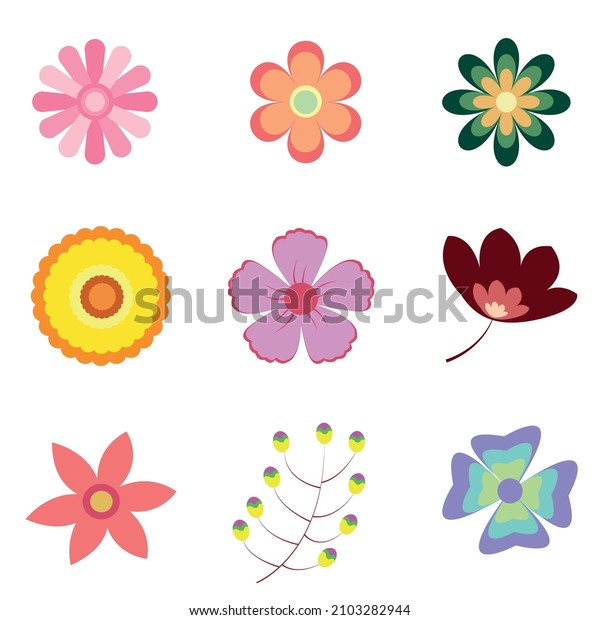 9 Flowers Vector Illustration Fabric Design Stock Vector (Royalty Free ...