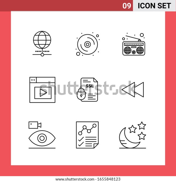 9 Icon Pack Line Style Outline Stock Vector (Royalty Free) 1655848123 ...