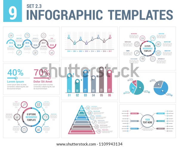 9 Infographic Templates Timeline Bar Line Stock Vector (Royalty Free ...