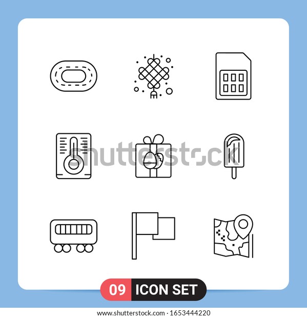 9 Line Black Icon Pack Outline Stock Vector (Royalty Free) 1653444220 ...
