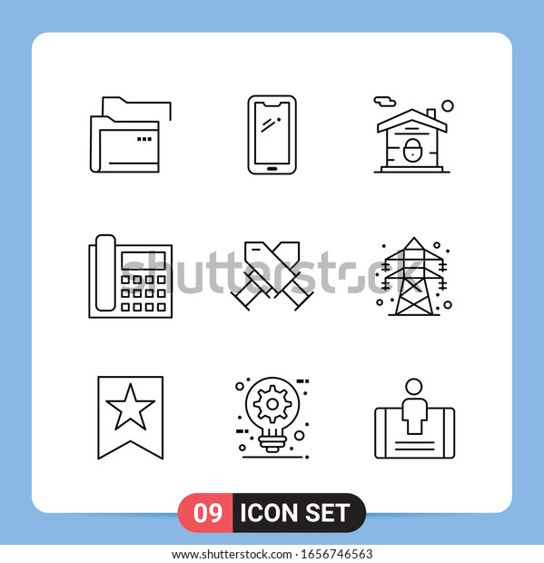 9 Line Black Icon Pack Outline Stock Vector (Royalty Free) 1656746563 ...