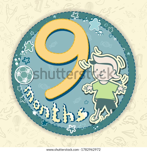 9 Month Boy Vector Illustration Round Stock Vector (Royalty Free ...