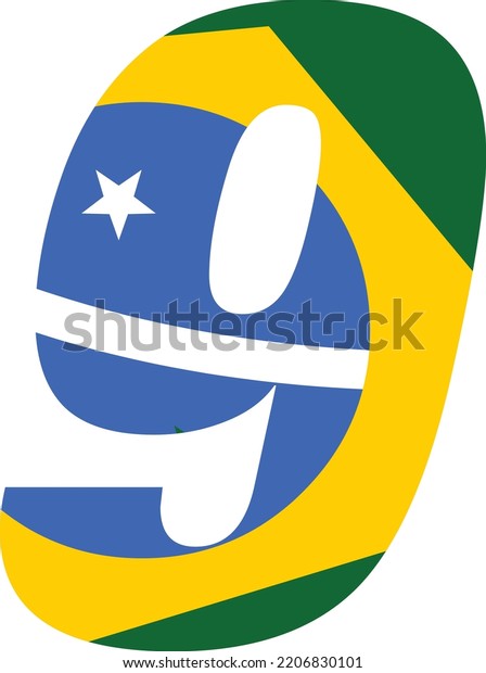 9 Number Brazil Flag Numero Nove Stock Vector (Royalty Free) 2206830101 ...