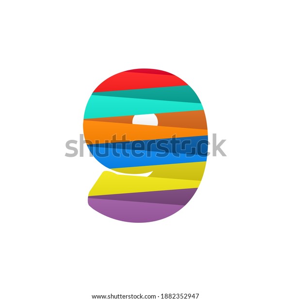 9 Number Logo Colorful Diagonal Lines Stock Vector (Royalty Free ...