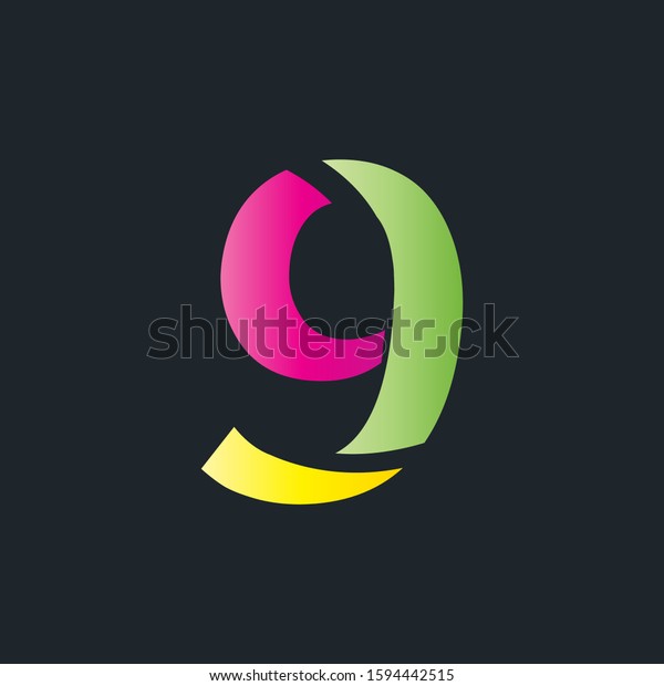 9 Number Logo Multicolor Letter Design Stock Vector (Royalty Free ...