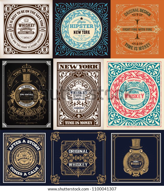 9 Old Cards Designs Pack Stock Vector (Royalty Free) 1100041307