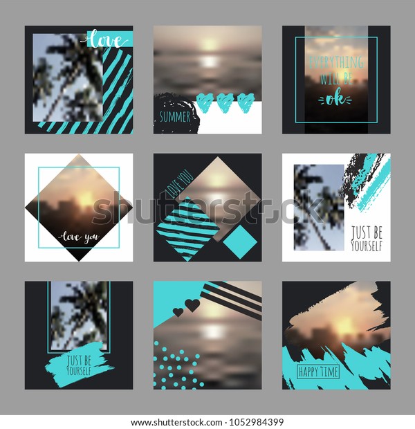 9 Square Layout Templates Social Media Stock Vector (Royalty Free ...