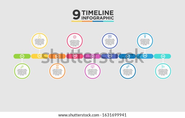 9 Step Timeline Infographic Element Business Stock Vector (Royalty Free ...