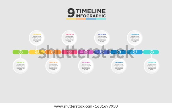 9 Step Timeline Infographic Element Business Stock Vector (Royalty Free ...