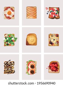 9 Types Toast Illustration Set Stock Vector (Royalty Free) 1956690940 ...