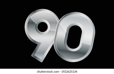 90 Silver Elegant Modern 3d Number Stock Vector (Royalty Free ...