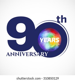90 Years Anniversary Template Logo Stock Vector (Royalty Free ...