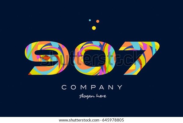 907 Number Digit Numeral Logo Colored Stock Vector (Royalty Free ...