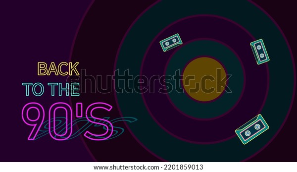 90s Design Neon Style Dark Background Stock Vector (Royalty Free ...