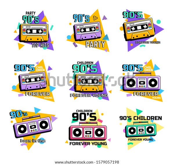 90s Music Vector Illustration Emblems Old Stock Vector (Royalty Free ...